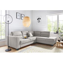 Ecksofa Trendmanufaktur, B:245cm H:85cm T:203cm, grau, Wohnzimmer, Sofas, "Chamber, zeitlos und modern, hoher Sitzkomfort, L-Form", wahlweise mit