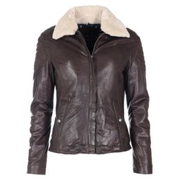 Mustang Damen Lederjacke "310177", braun, Gr. XL, 100% Lammleder / Material: 100% Baumwolle / &Auml;rmelfutter: 100% Echtpelz / 100% Polyester, Jacken