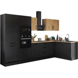 Winkelk&uuml;che, B:330cm H:211cm T:60cm, schwarz, BASIC BY BALCULINA, Komplettk&uuml;chen-Sets, "Turin", Stellbreite 330x175 cm, wahlweise mit E-Ger&auml;ten