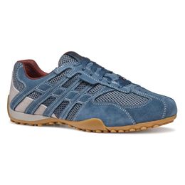 Geox Herren Schnürschuh "U SNAKE ORIGINAL", Gr. 39, blau, Leder, Textil, Schuhe, Schnürschuh, Freizeitschuh, Trekking Sneaker mit Lederinnensohle