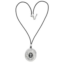 Damen Lange Kette "Gemme Eleganze", silber, Basic, Collezione Alessandro, Metall, Halsketten, mit gro&szlig;em Metallanh&auml;nger und Gemme