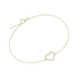 Luigi Merano Damen Armband "Mittelteil Herz mit Zirkonia, Gold 375", 19,5cm, Gelbgold 375, gold, Gelbgold 375, Armb&auml;nder