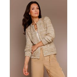 Damen Strickjacke, beige, Gr. 40, CREATION L PREMIUM, gemustert, mehrfarbig, 50% Baumwolle, 30% Seide, 20% Polyamid, Strickjacken