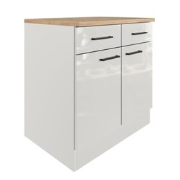 Unterschrank Flex-Well, B:80cm H:85cm T:60cm, grau, Holzwerkstoff, K&uuml;che, Schr&auml;nke, "Lund", in zwei Breiten, mit viel Stauraum