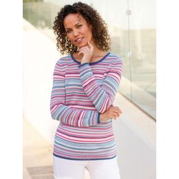 Casual Looks Damen Rundhalspullover "Rundhals-Pullover", bunt, Gr. 38, gemustert, gestreift, mehrfarbig, 100% Polyacryl, Pullover
