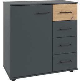 Kombikommode wimex, B:81cm H:83cm T:41cm, grau, Spanplatte, Schlafzimmer, Sideboards, "Taiga", 1 türig und 4 Schubladen
