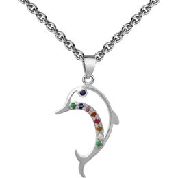 Firetti Damen Kette mit Anhänger "Schmuck Geschenk Silber 925 Halsschmuck Ankerkette Anhänger Delfin", Silber 925 (Sterlingsilber), L: 45 B: 1,1mm,