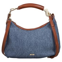 Rieker Damen Henkeltasche, blau, Lederimitat, kontrastfarbene Details, Taschen, Umhängetasche, Damen-Handtasche mit abnehmbarem Umhängeriemen
