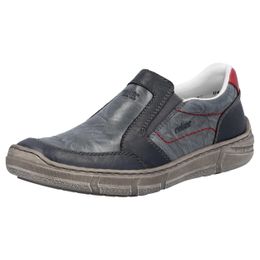 Rieker Herren Slipper, Gr. 45, blau, Leder, Schuhe, Slip on Sneaker, Halbschuh, Freizeitschuh mit Schaftrandpolsterung