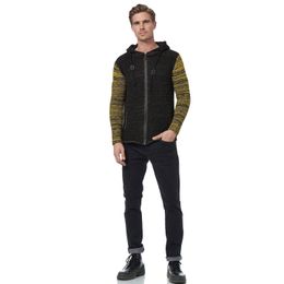 Rusty Neal Herren Strickjacke, schwarz, Gr. XXL, mehrfarbig, 70% Polyacryl, 30% Baumwolle, Strickjacken, mit kuscheliger Kapuze