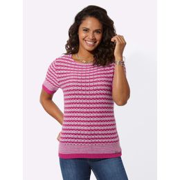 Casual Looks Damen Kurzarmpullover "Pullover", pink, Gr. 46, gemustert, mehrfarbig, 100% Polyacryl, Pullover