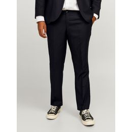 Jack & Jones PlusSize Herren Anzughose "JPRSOLARIS TROUSER NOOS PLS", schwarz, Gr. 60, JACK & JONES PLUSSIZE, unifarben, Web, Obermaterial: 59% Polyester, 24% Wolle, 16%