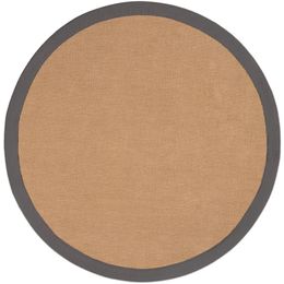 Sisalteppich CarpetFine, H:5mm &Oslash;:60cm, grau, Sisal, Teppiche, "Sisal", mit farbiger Bord&uuml;re, Anti-Rutsch R&uuml;ckseite