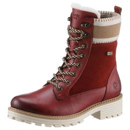 Remonte Damen Winterboots "Elisabeth Hurley-Collection", Gr. 41, rot, Leder, Textil, Veloursleder, Schuhe, Schnürboots, Schnürstiefelette mit