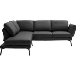 Schöner Wohnen Kollektion Ecksofa, B:329cm H:87cm T:259cm, schwarz, SCHÖNER WOHNEN-KOLLEKTION, 100% Leder, Wohnzimmer, Sofas, "Spin, Multifunktionssofa, bequem und hochwertige