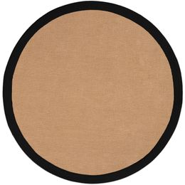Sisalteppich CarpetFine, H:5mm &Oslash;:160cm, grau, Sisal, Teppiche, "Sisal", mit farbiger Bord&uuml;re, Anti-Rutsch R&uuml;ckseite
