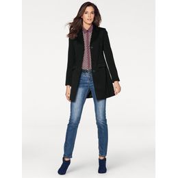 Heine Damen Longblazer "Longblazer", schwarz, Gr. 44, 64% Polyester, 34% Viskose, 2% Elasthan, Futter:100% Polyester, Blazer