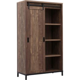 Mehrzweckschrank OMG DESIGN, B:120cm H:170cm T:45cm, braun, Spanplatte, K&uuml;che, Schr&auml;nke, "Stanley Wohnzimmerschrank", mit Schiebet&uuml;r, H&ouml;he 170 cm