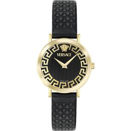 Versace Damen Quarzuhr "Versace DAEDALUS", schwarz, Armbanduhren, Armbanduhr, Damenuhr, Swiss Made, Lederarmband, analog, Saphirglas