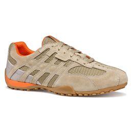 Geox Herren Schnürschuh "U SNAKE ORIGINAL", Gr. 40, beige, Leder, Textil, Schuhe, Schnürschuh, Freizeitschuh, Trekking Sneaker mit Lederinnensohle
