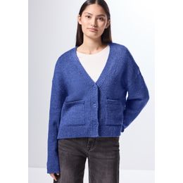 Damen Cardigan, blau, Gr. 40, STREET ONE STUDIO, unifarben, Stoff, 79% Polyacryl, 15% Viskose, 6% Polyamid, Strickjacken, mit V-Ausschnitt