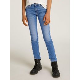 Mädchen Skinny-fit-Jeans "MR SKINNY ESS WASHED BLUE DENIM", blau, Gr. 4, Calvin Klein Jeans, unifarben, Denim/Jeans, Obermaterial: 99% Baumwolle, 1%
