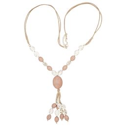 Damen Lange Kette "Marbelle", rosa, Basic, Collezione Alessandro, Metall, Halsketten, echte Steine an hochwertigem Band