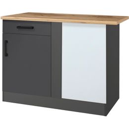 Eckunterschrank KOCHSTATION, B:110cm H:85cm T:60cm, schwarz, Spanplatte, Küche, Schränke, "KS-Toronto, Breite 110 cm"