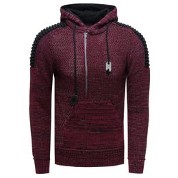 Rusty Neal Herren Kapuzensweatshirt "Knitwear", rot, Gr. S, unifarben, 70% Polyacryl, 30% Baumwolle, Sweatshirts, mit praktischem Reißverschluss