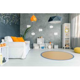 Sisalteppich CarpetFine, H:5mm &Oslash;:160cm, blau, Sisal, Teppiche, "Sisal", mit farbiger Bord&uuml;re, Anti-Rutsch R&uuml;ckseite