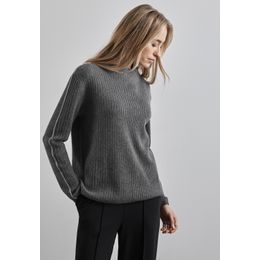 Street One Damen Strickpullover, grau, Gr. 34, unifarben, Web, 37% Baumwolle, 34% Polyacryl, 26% Polyester, 3% Elasthan, Pullover, mit Turtleneck