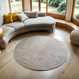 Wollteppich, B:100cm H:10mm L:100cm &Oslash;:100cm, beige, MyFlair M&Ouml;BEL & ACCESSOIRES, Wolle, Teppiche, "Anisa", Wendeteppich, meliert, reine Wolle,