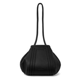 Gretchen Damen Schultertasche, schwarz, Leder, Taschen, aus italienischem Kalbsleder