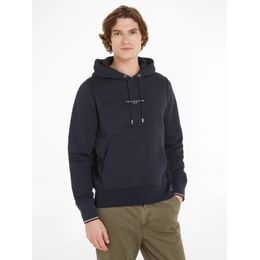 Tommy Hilfiger Herren Hoodie "TOMMY LOGO TIPPED HOODY", blau, Gr. S, kontrastfarbene Details, unifarben, Sweatware, Obermaterial: 63% Baumwolle, 37%