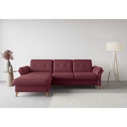 Sit & More Ecksofa SIT & MORE, B:268cm H:90cm T:176cm, rot, Wohnzimmer, Sofas, "Göteborg", Sitztiefenverstellung und Federkern, wahlweise mit Bettfunktion