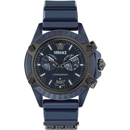 Versace Damen Chronograph "ICON ACTIVE", blau, Armbanduhren, Quarzuhr, Armbanduhr, Damenuhr, Herrenuhr, Swiss Made, Polyurethanband