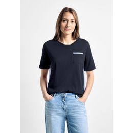 Cecil Damen T-Shirt, blau, Gr. M, unifarben, Web, Vorderseite: 50% Modal, 50% Baumwolle, R&uuml;ckseite: 100% Baumwolle, Shirts, aus softem Materialmix