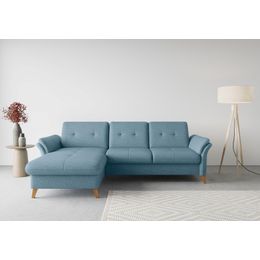 Sit & More Ecksofa SIT & MORE, B:268cm H:90cm T:176cm, blau, Wohnzimmer, Sofas, "Göteborg", Sitztiefenverstellung und Federkern, wahlweise mit Bettfunktion