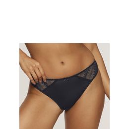 Lascana Damen Tanga "Amira", Gr. 44, schwarz, Microtouch, Obermaterial: 87% Polyamid, 13% Elasthan, Unterhosen, mit graphischen Spitzeneinsätzen