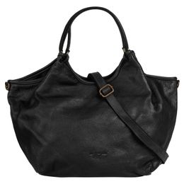Samantha Look Damen Henkeltasche, schwarz, Leder, leicht glänzend, unifarben, Taschen, echt Leder, Made in Italy