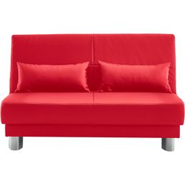 Schlafsofa Inosign, B:160cm H:86cm T:195cm, rot, 100% PU, Kinderzimmer, Sofas, "Gina", mit einem Handgriff vom Sofa zum Bett