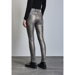 Street One Damen Slim-fit-Jeans, grau, Gr. 32, glänzend, Jeans, 82% Baumwolle, 15% Polyester, 3% Elasthan, Jeans, aus Baumwolle mit Stretchanteil
