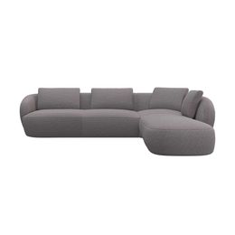 Ecksofa FLEXLUX, B:296cm H:85cm T:237cm, braun, Wohnzimmer, Sofas, "Torino, rund, L-Form, Sofa-Ecke mit Ottomane", Modernes, organisches Sofa-Design,