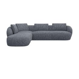 Ecksofa FLEXLUX, B:296cm H:85cm T:237cm, grau, Wohnzimmer, Sofas, "Torino, rund, L-Form, Sofa-Ecke mit Ottomane", Modernes, organisches Sofa-Design,