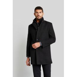 Bugatti Herren Wollmantel, schwarz, Gr. 56, kariert, 60% Wolle, 25% Polyester, 15% Polyamid, Mäntel, mit Westeneinsatz