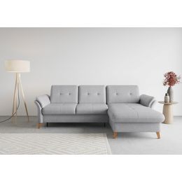 Sit & More Ecksofa SIT & MORE, B:268cm H:90cm T:176cm, silber, Wohnzimmer, Sofas, "Göteborg", Sitztiefenverstellung und Federkern, wahlweise mit Bettfunktion