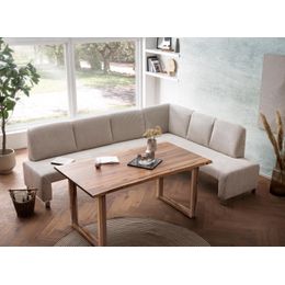 Eckbank, B:264cm H:91cm T:197cm, beige, exxpo - SOFA FASHION, NaturLeder;Strukturstoff (Zusammensetzung: Polyester 100%);Luxus-Microfaser