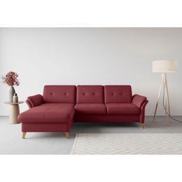 Sit & More Ecksofa SIT & MORE, B:268cm H:90cm T:176cm, rot, Wohnzimmer, Sofas, "Göteborg", Sitztiefenverstellung und Federkern, wahlweise mit Bettfunktion