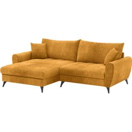 Ecksofa MR. COUCH, B:246cm H:71cm T:170cm, orange, Dolce (100% Polyester), Wohnzimmer, Sofas, "Blackburn II, L-Form", Mit Kaltschaumpolsterung bis
