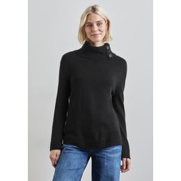 Street One Damen Rollkragenpullover, schwarz, Gr. 34, unifarben, Stoff, 52% Viskose, 28% Polyester, 20% Nylon, Pullover, mit Knopf Details